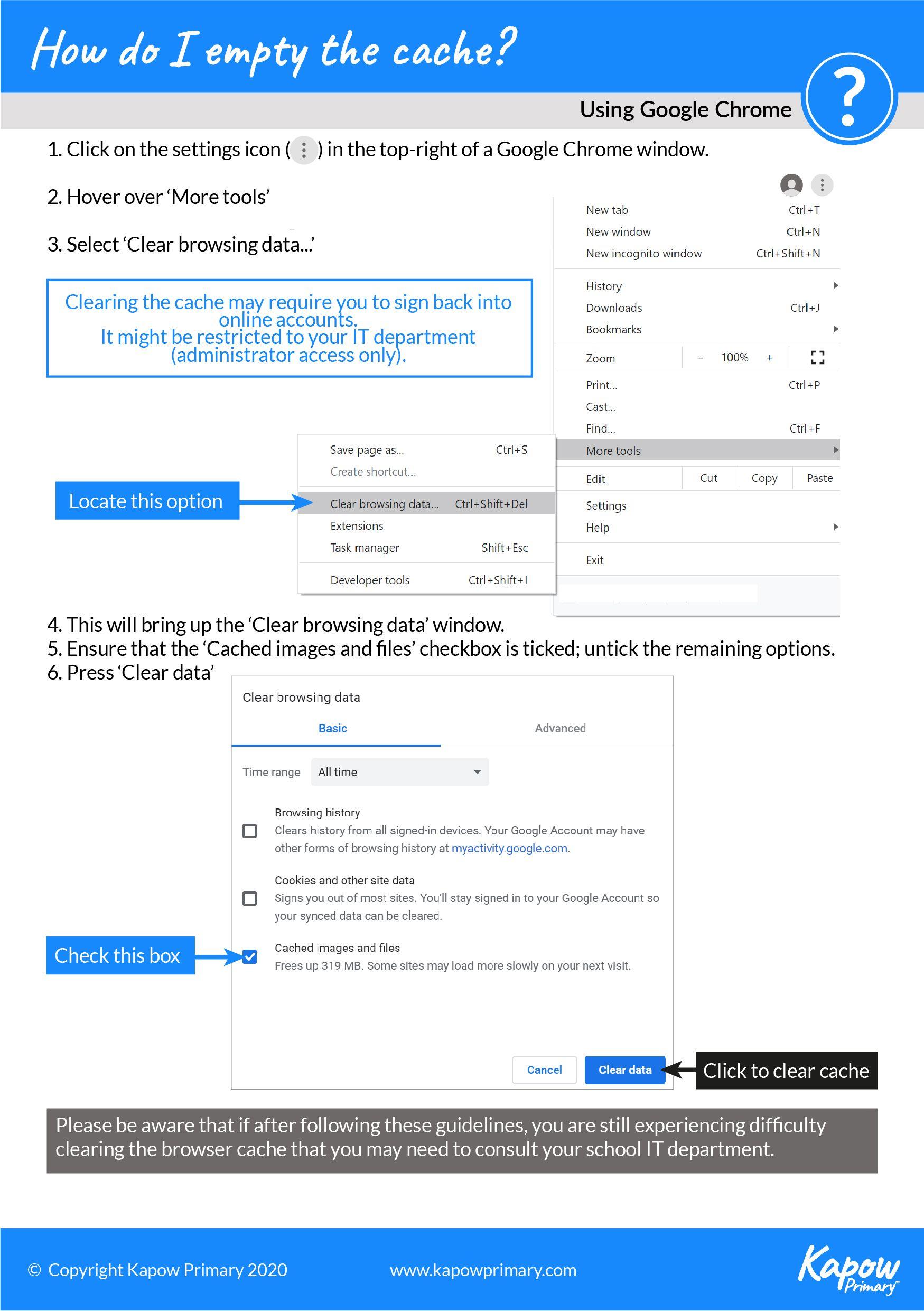 How to empty your cache: Chrome - Kapow Primary