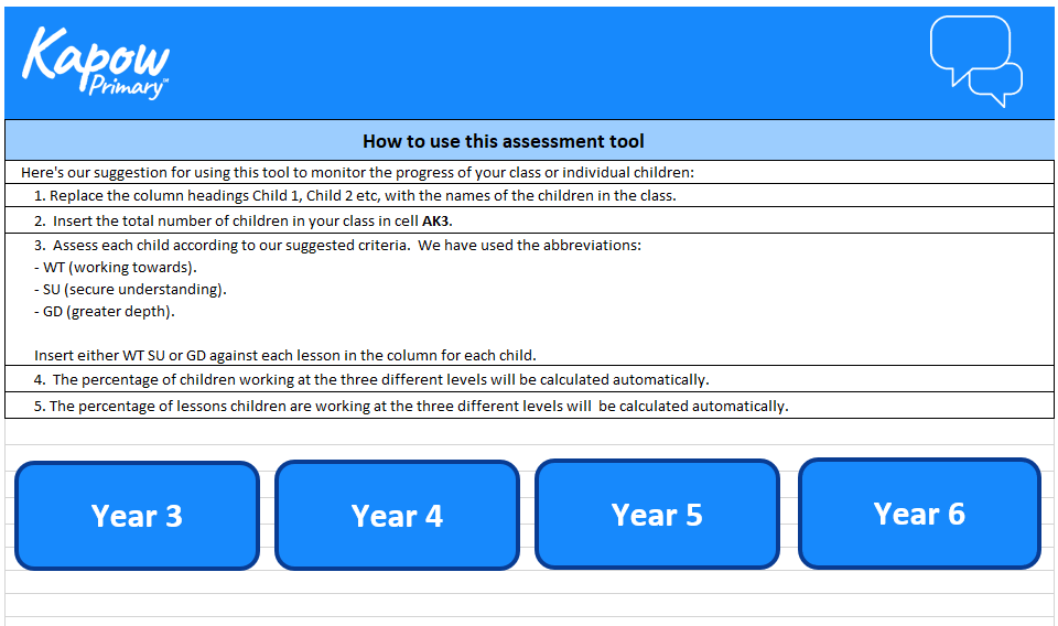 French: Assessment spreadsheet for KS2 - Kapow Primary