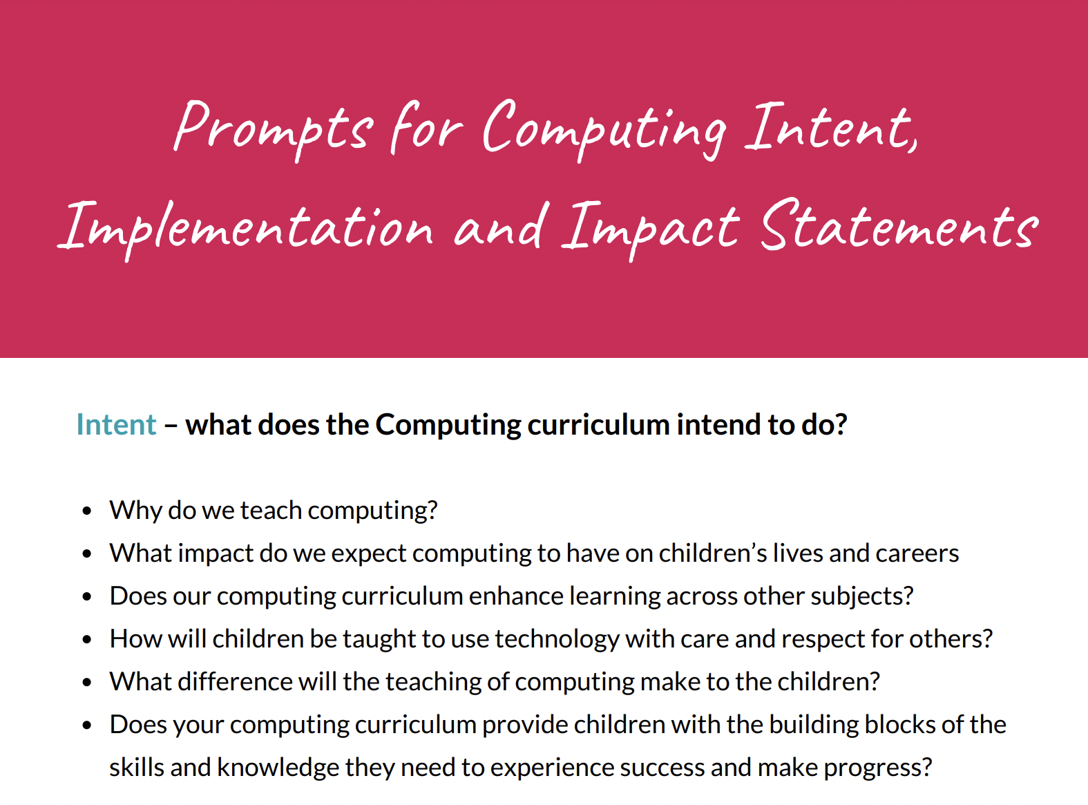 Prompts for Computing intent, implementation and impact statements ...