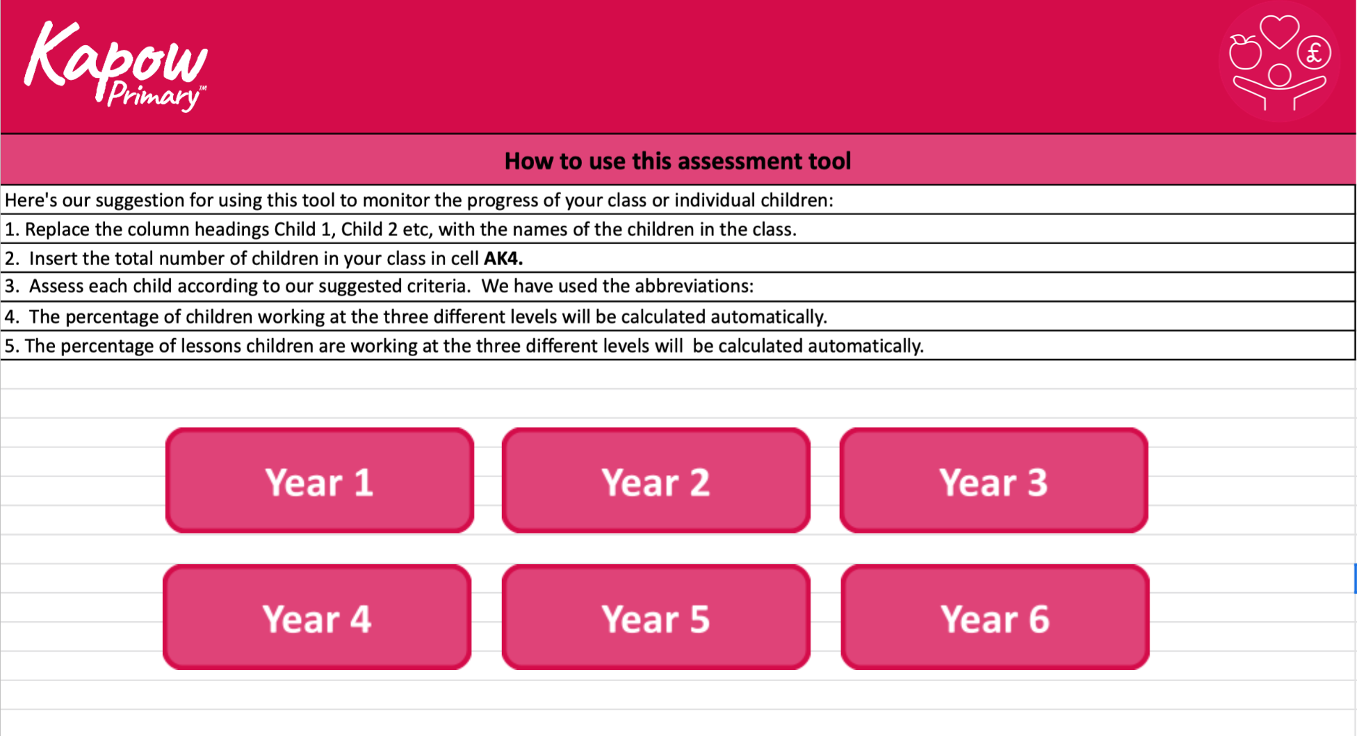 RSE & PSHE: Assessment spreadsheet for KS1 and KS2 - Kapow Primary