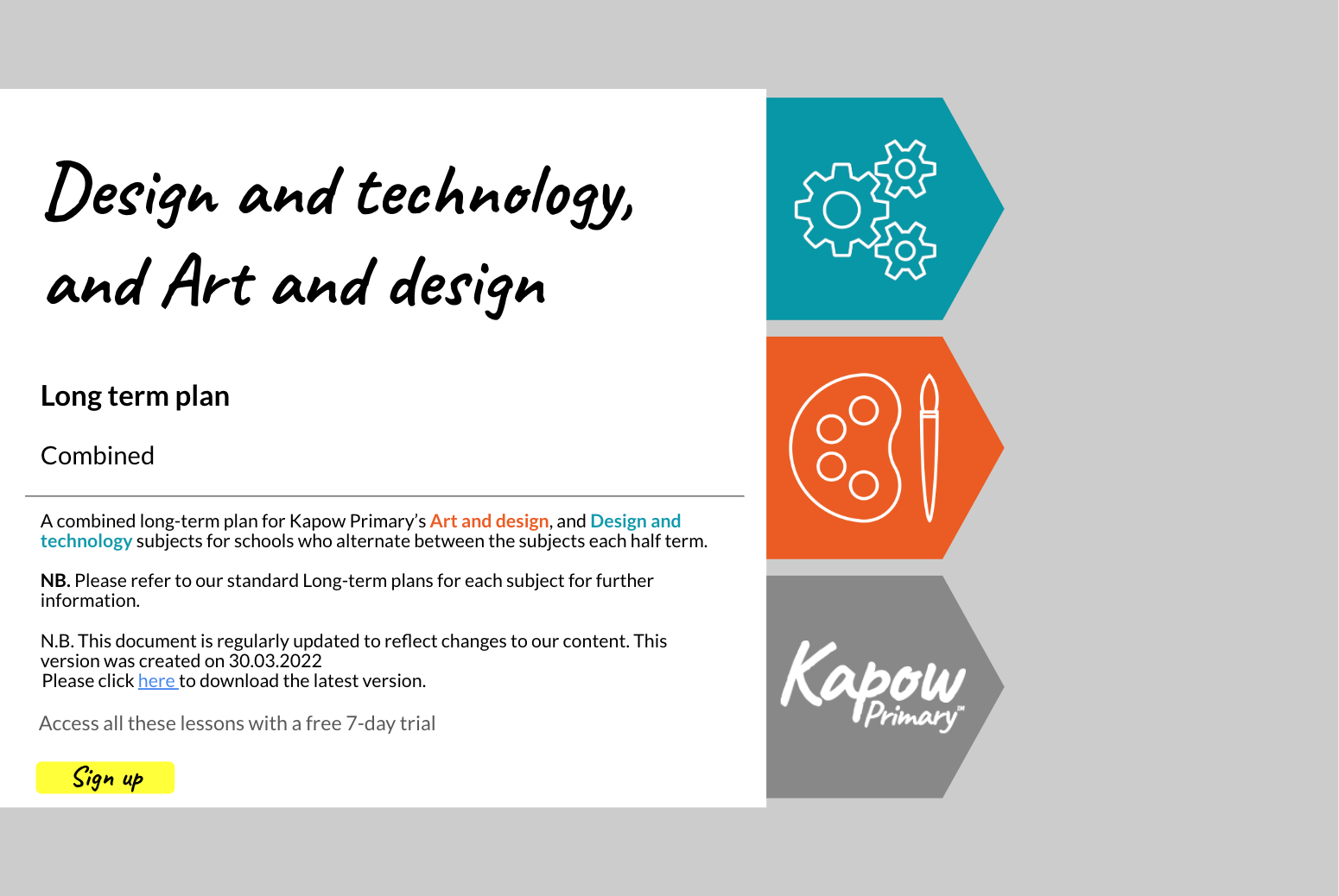 Art and D&T 2022/23 Combined Long-term Plan - Kapow Primary