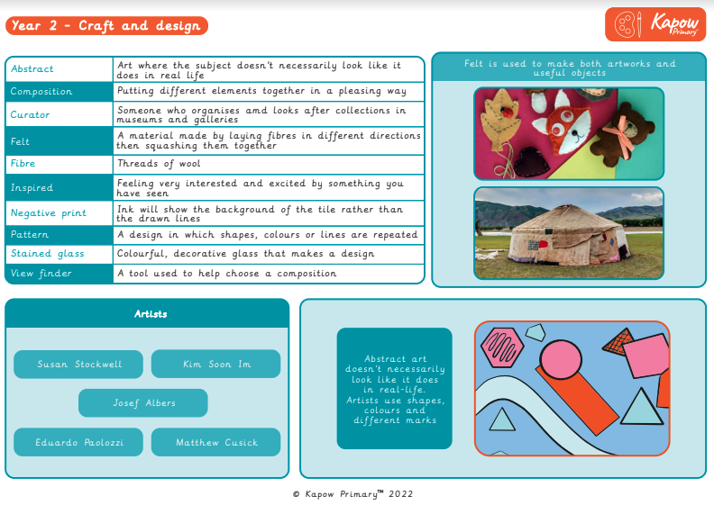Knowledge organiser: Art & design - Y2 Craft and design - Kapow Primary